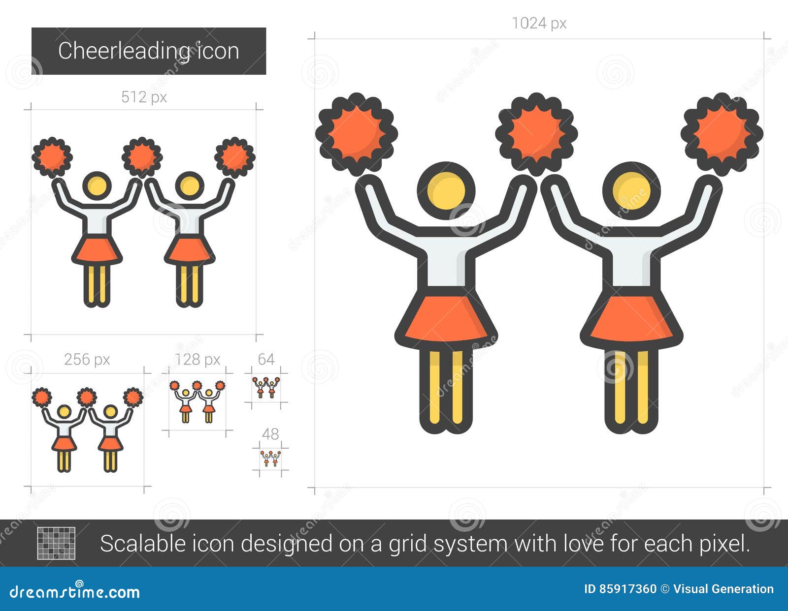 Ligne Cheerleading icône illustration de vecteur. Illustration du ...