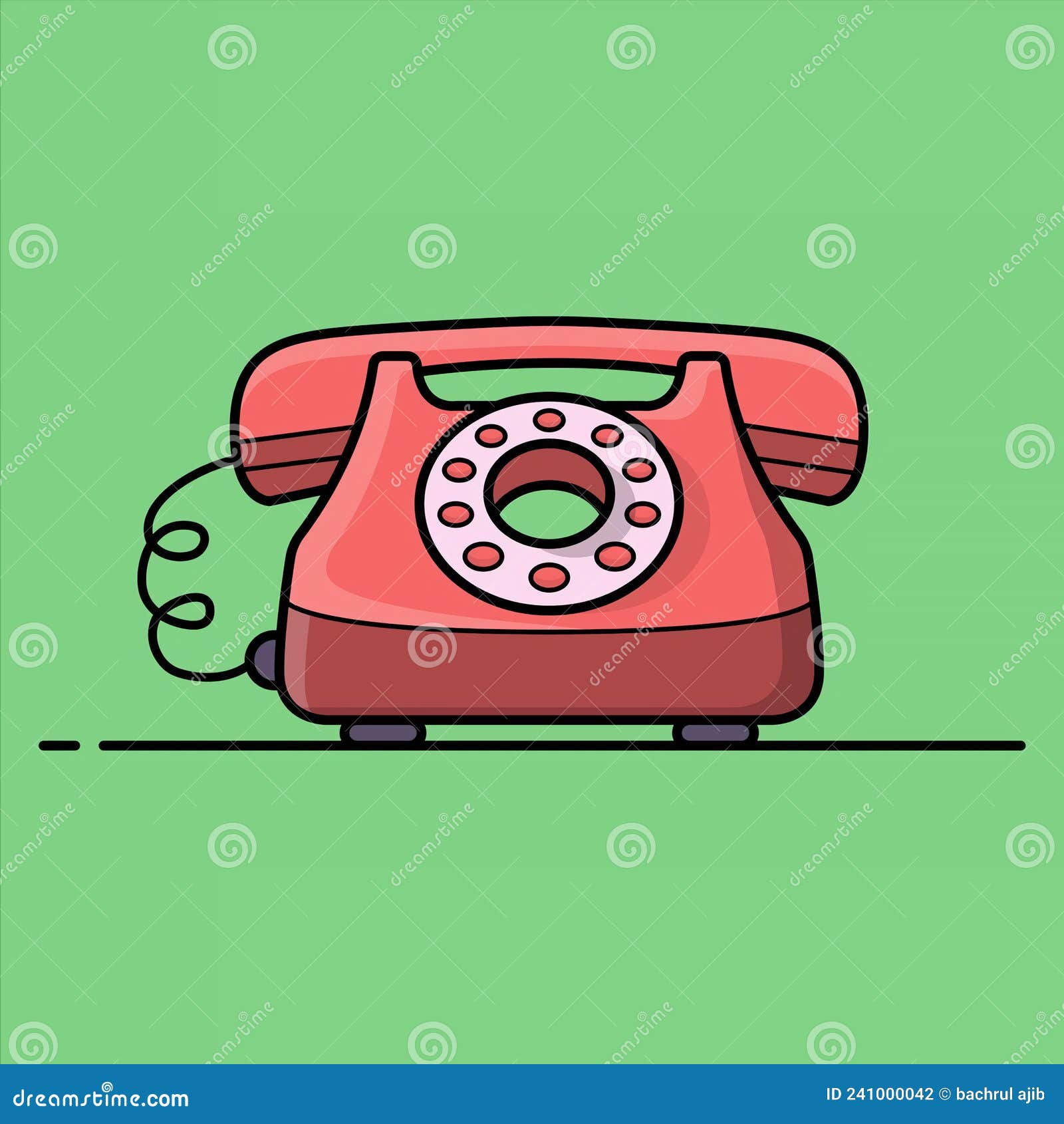 Ligne Fixe Rouge Pour Appeler Quelqu'un Illustration Stock ...