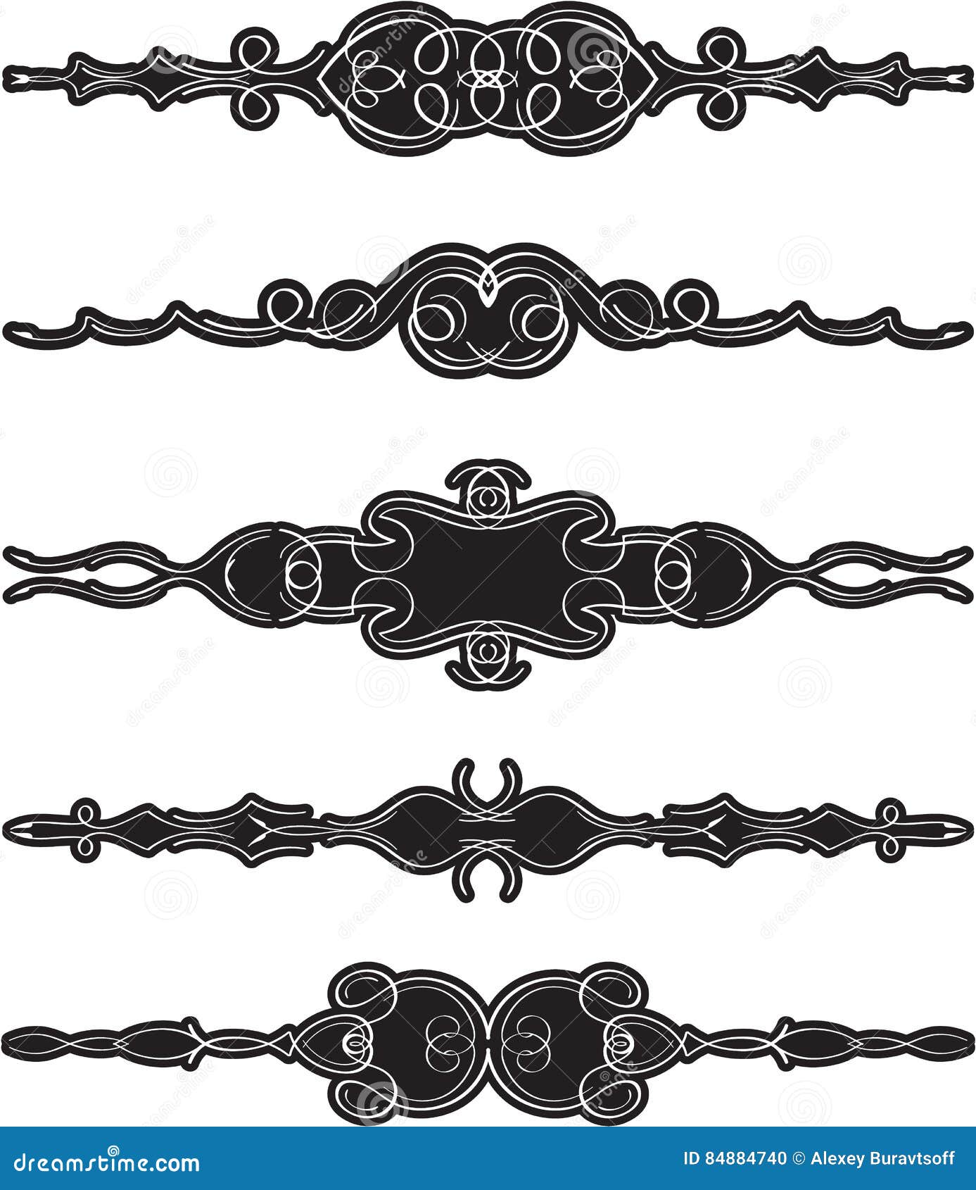 Ligne Fleurie Ensemble De Clivage De Remous Illustration de Vecteur ...