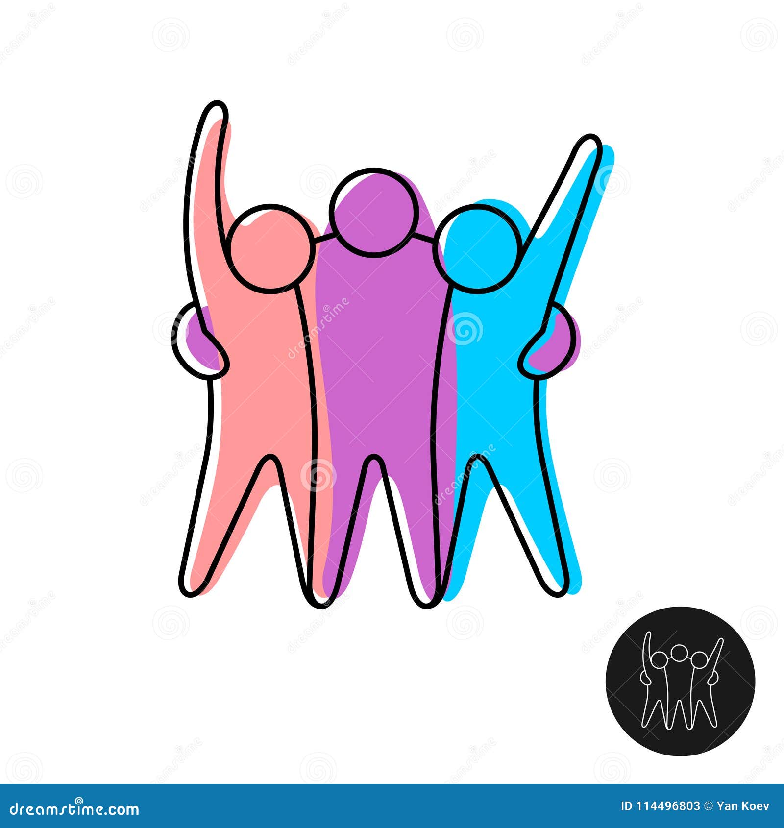 Ligne Heureuse Logo De Trois Amis De Style Illustration de Vecteur ...