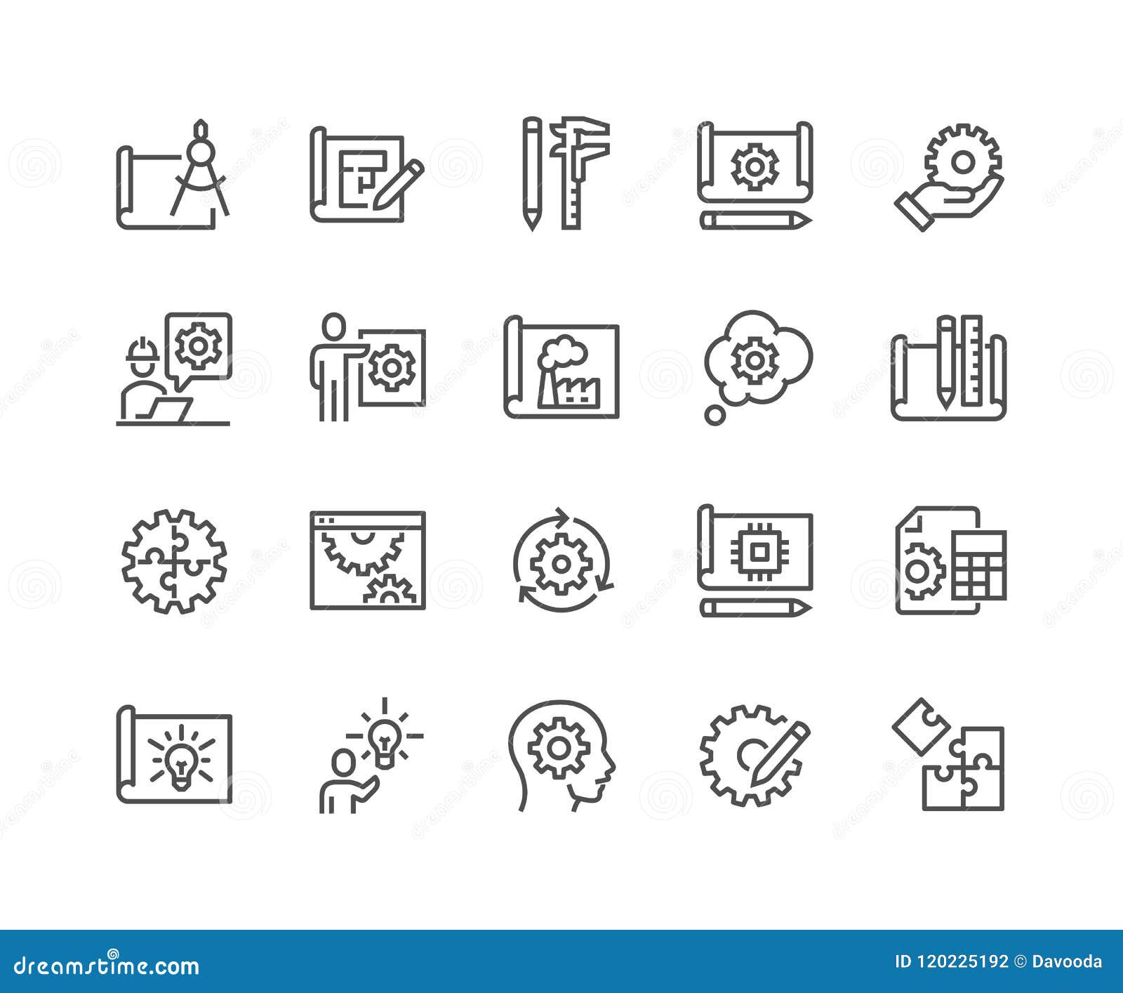 Ligne Icônes De Conception Technique Illustration de Vecteur ...