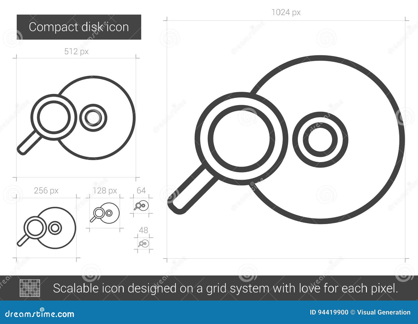 Ligne Icône De Disque Compact Illustration de Vecteur - Illustration du contrat, électronique ...
