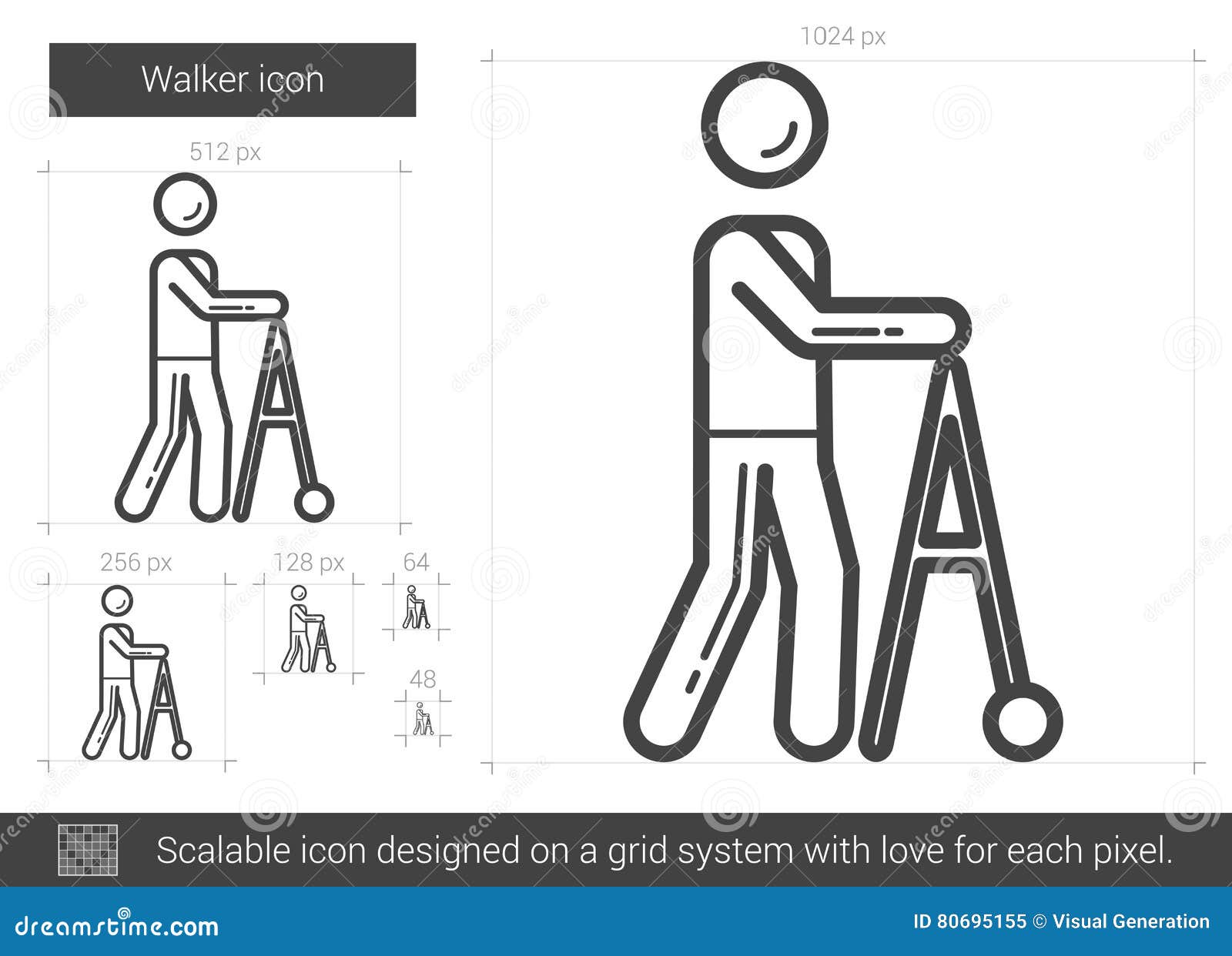 Ligne icône de marcheur illustration de vecteur. Illustration du ...
