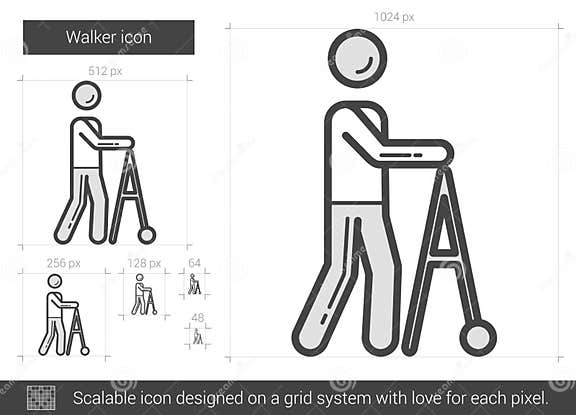 Ligne icône de marcheur illustration de vecteur. Illustration du ...