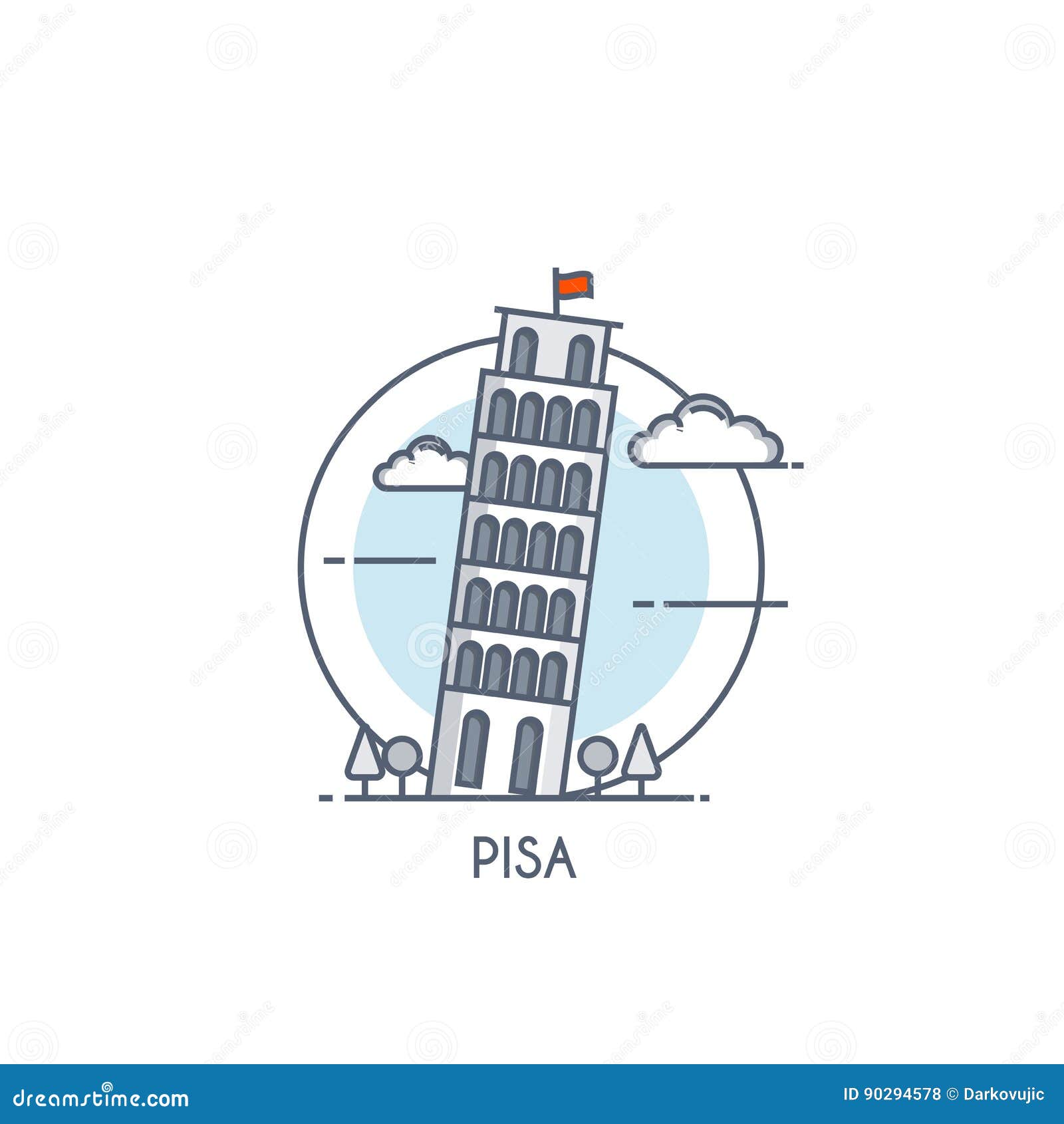 Ligne Plate Icône Deisgned - Pise Illustration de Vecteur ...
