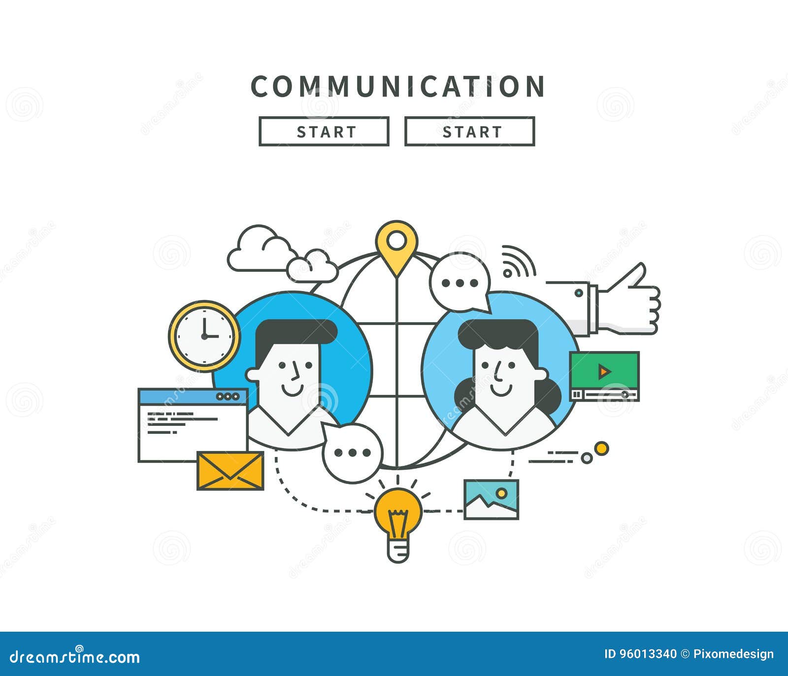 Ligne Simple Conception Plate De Communication, Illustration Moderne ...