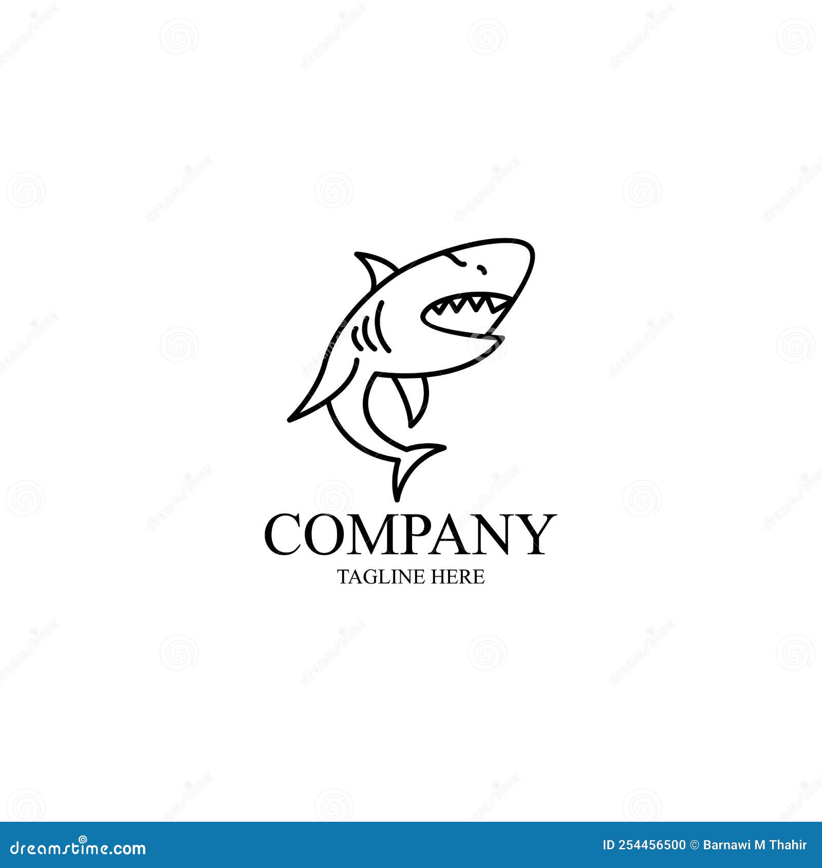Ligne Style Requin Logo Simple Design Illustration de Vecteur ...