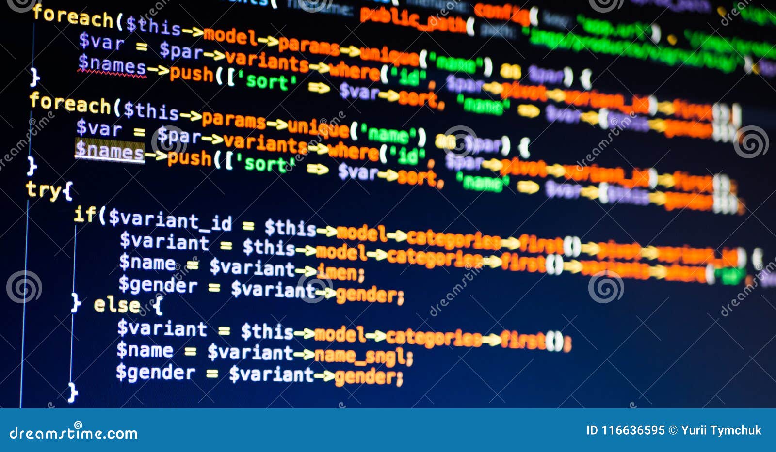 Lignes De Code De PHP Sur L'écran, Plan Rapproché Extrême Image stock ...