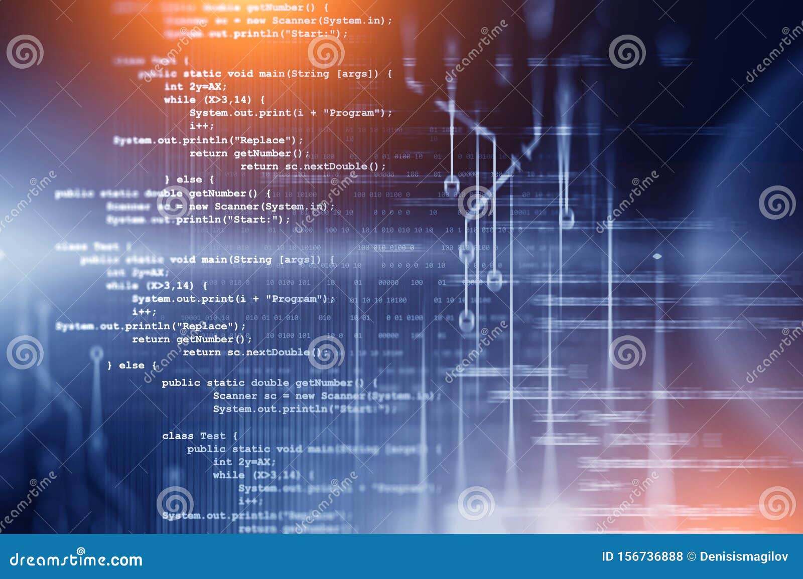 Lignes De Code Sur Fond Bleu Illustration Stock - Illustration du code ...