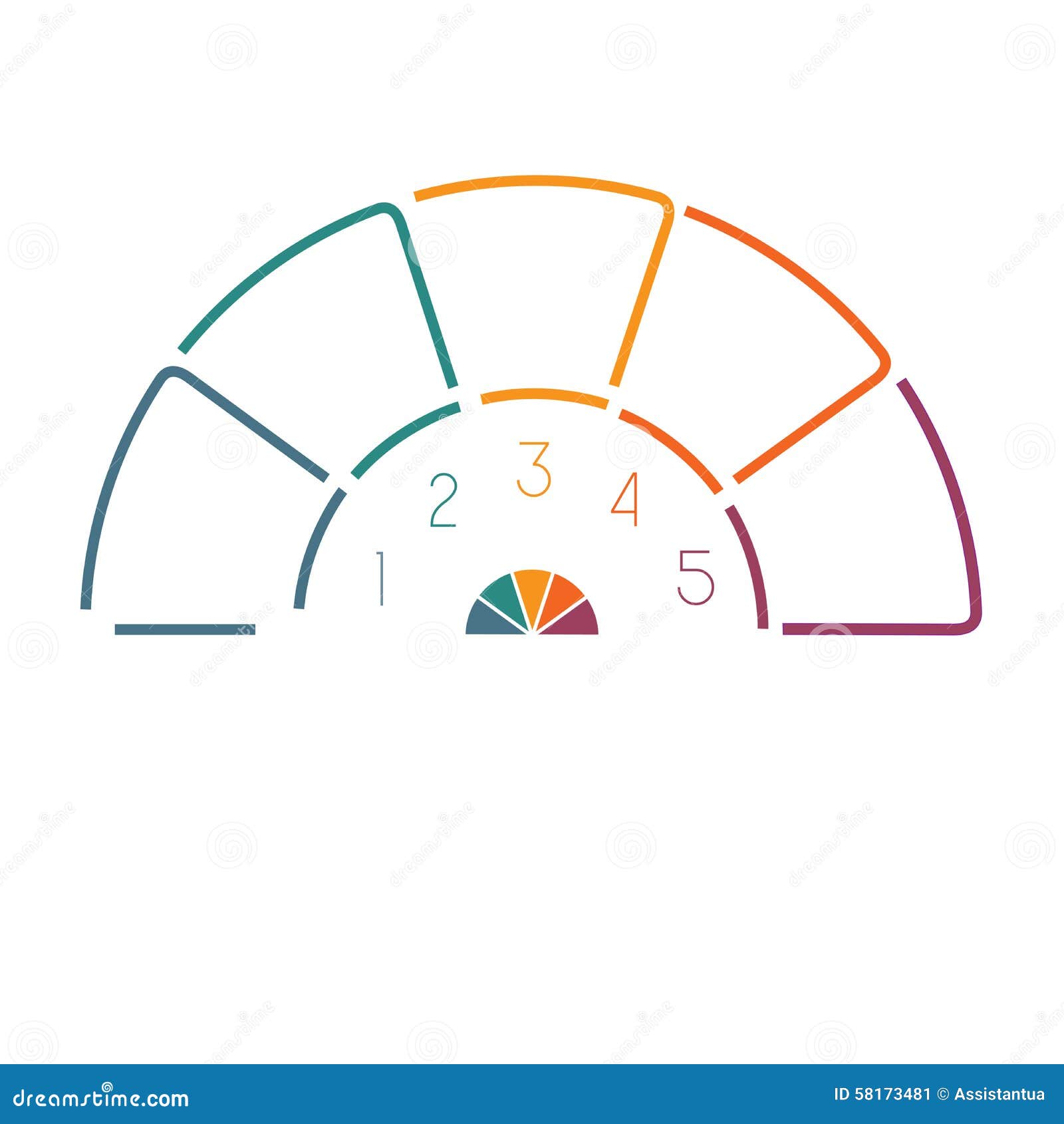Lignes Positions Infographic De Demi-cercle 5 Illustration Stock ...