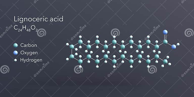 Lignoceric Acid Molecule 3d Rendering, Flat Molecular Structure with ...
