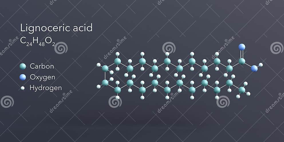 Lignoceric Acid Molecule 3d Rendering, Flat Molecular Structure with ...