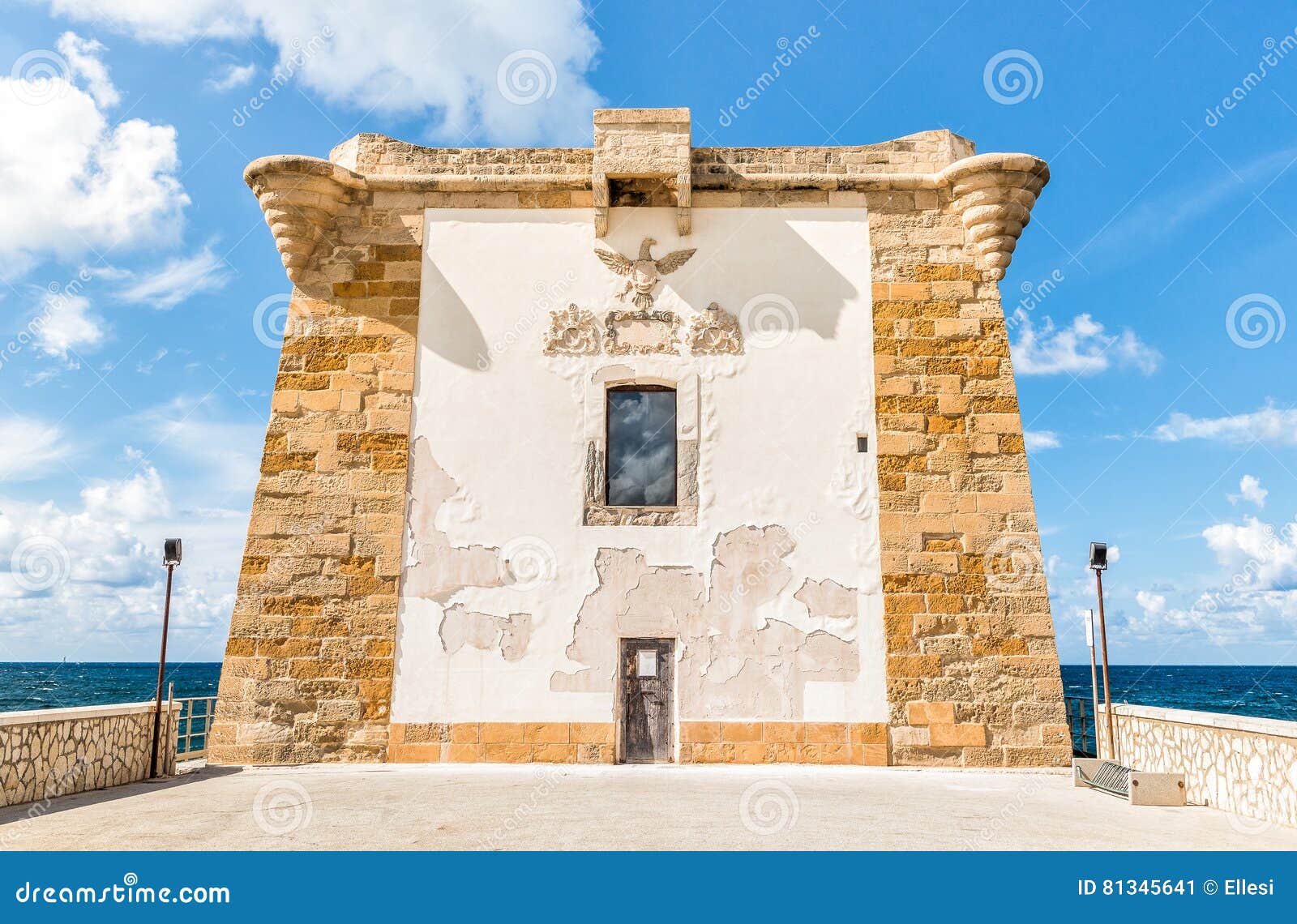 Ligny Tower Facade in Trapani, Italy. Stock Image - Image of panoramic ...