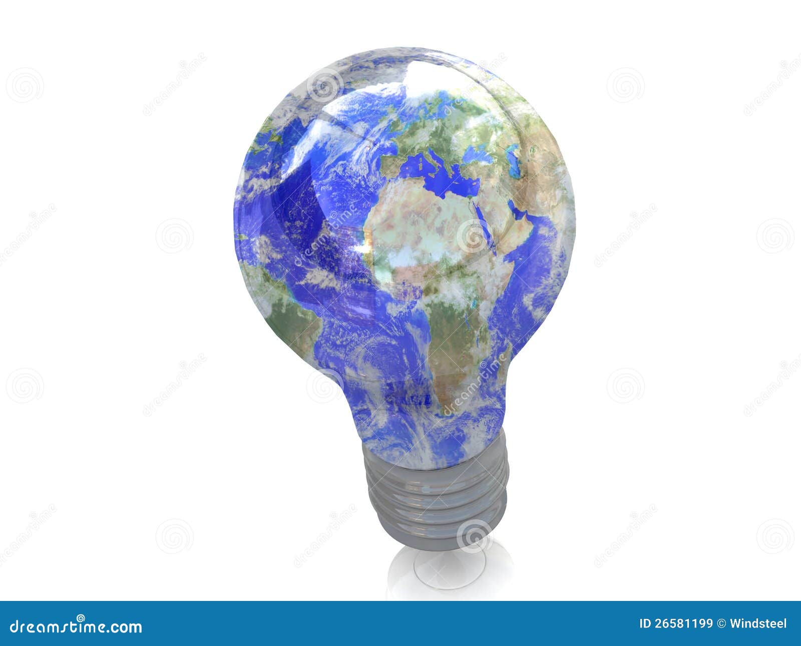 Ligth bulb with earth map stock illustration. Illustration of nature ...