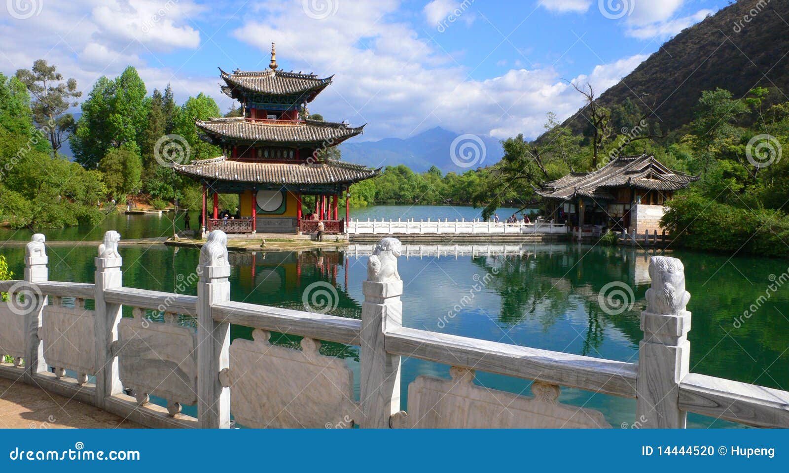 Lijiang,china: Black Dragon Pool Pagoda Stock Photo - Image of black ...