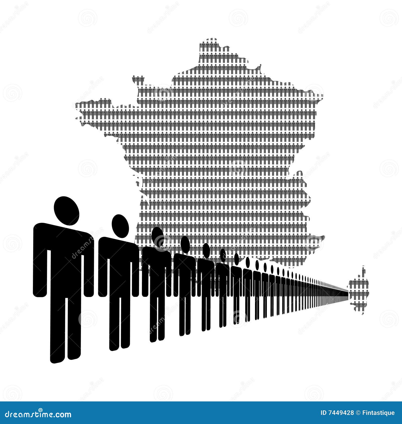 Lijn van Franse mensen vector illustratie. Illustration of recessie ...