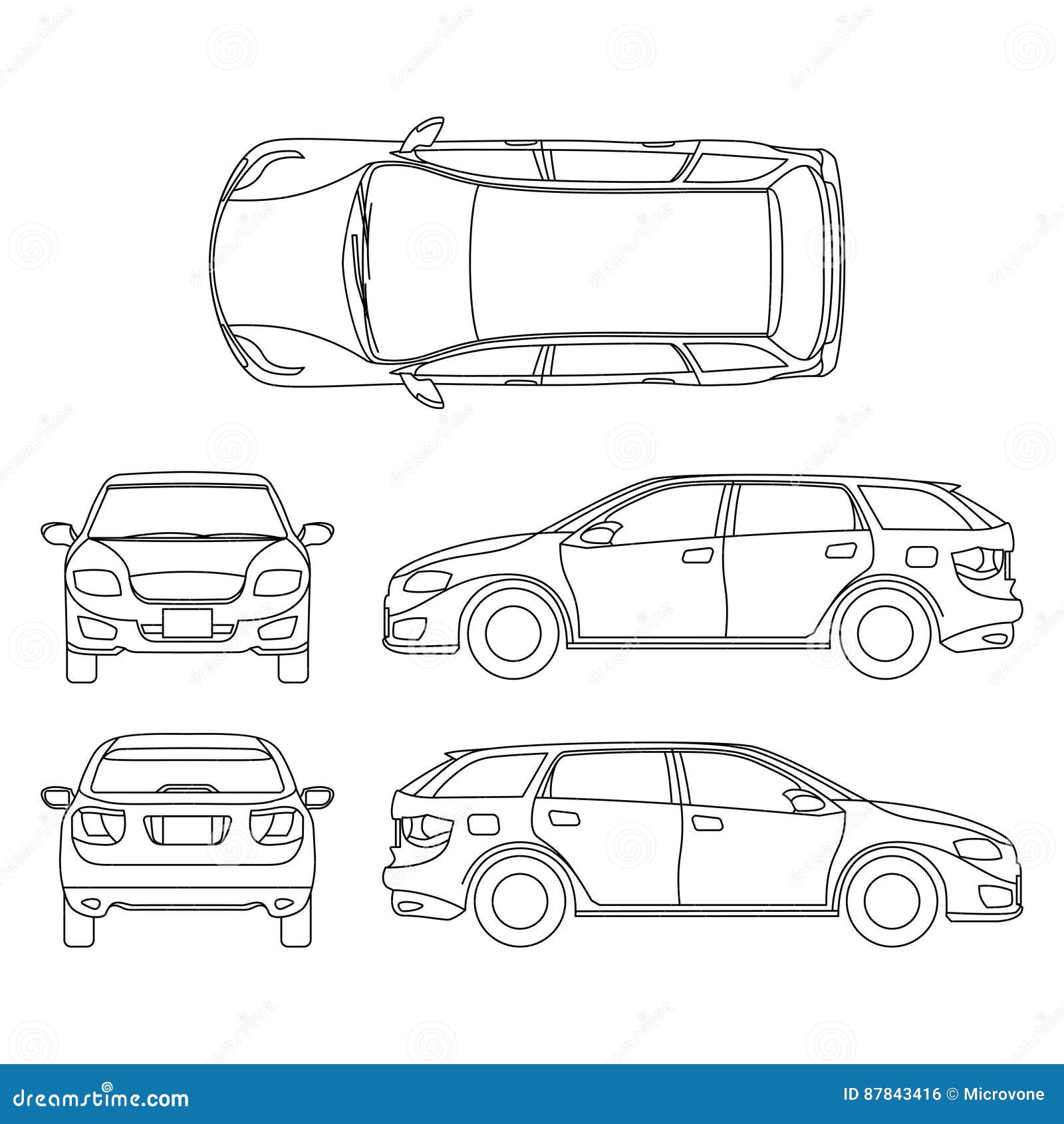 Lijntekening Van Auto Wit Voertuig, Vectorcomputerart. Vector ...