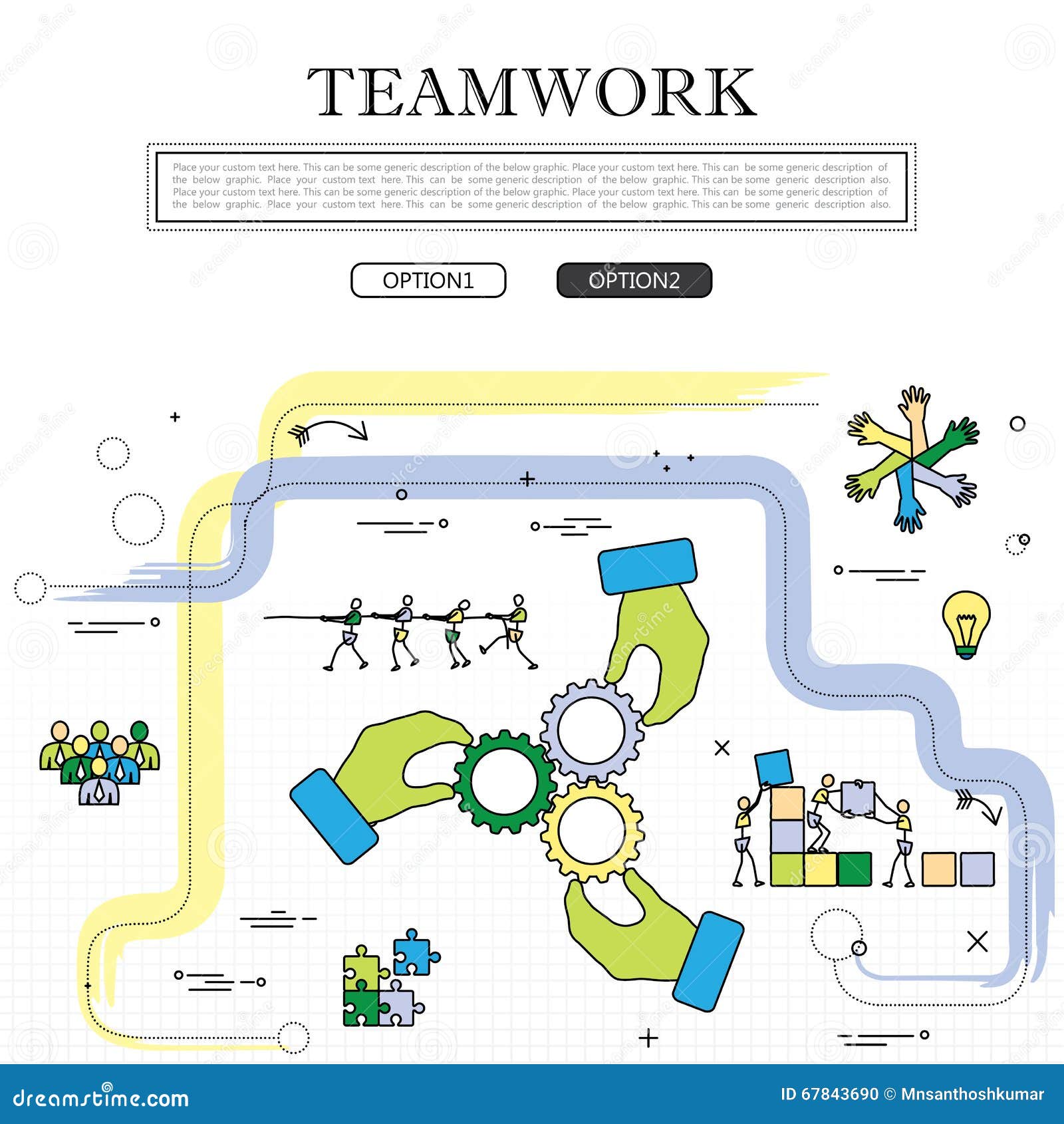 Lijntekening Van Concept Team & Grafisch Groepswerkvector Vector ...