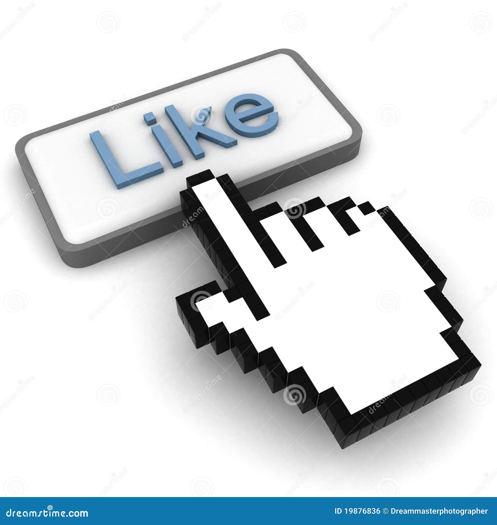 Like Button And Pixelated Hand Cursor Vector Illustration ...