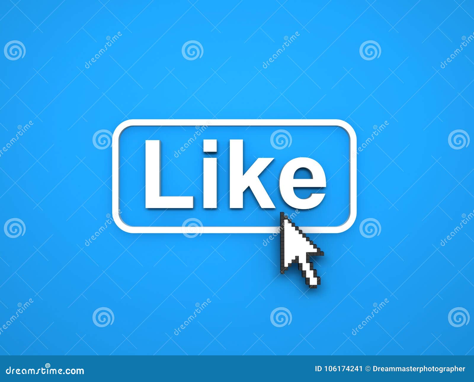 Like Button with Arrow Cursor on Blue Background Stock Illustration ...