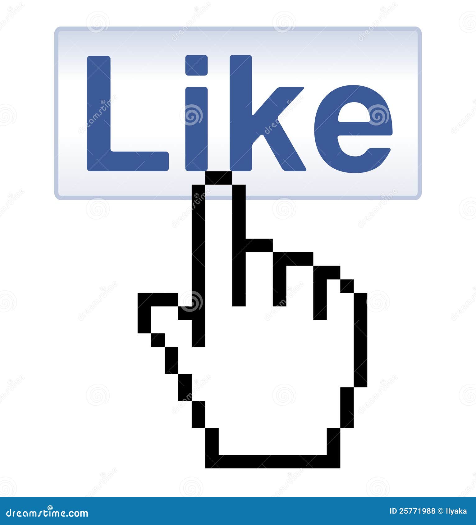 Like Button And Pixelated Hand Cursor Vector Illustration ...