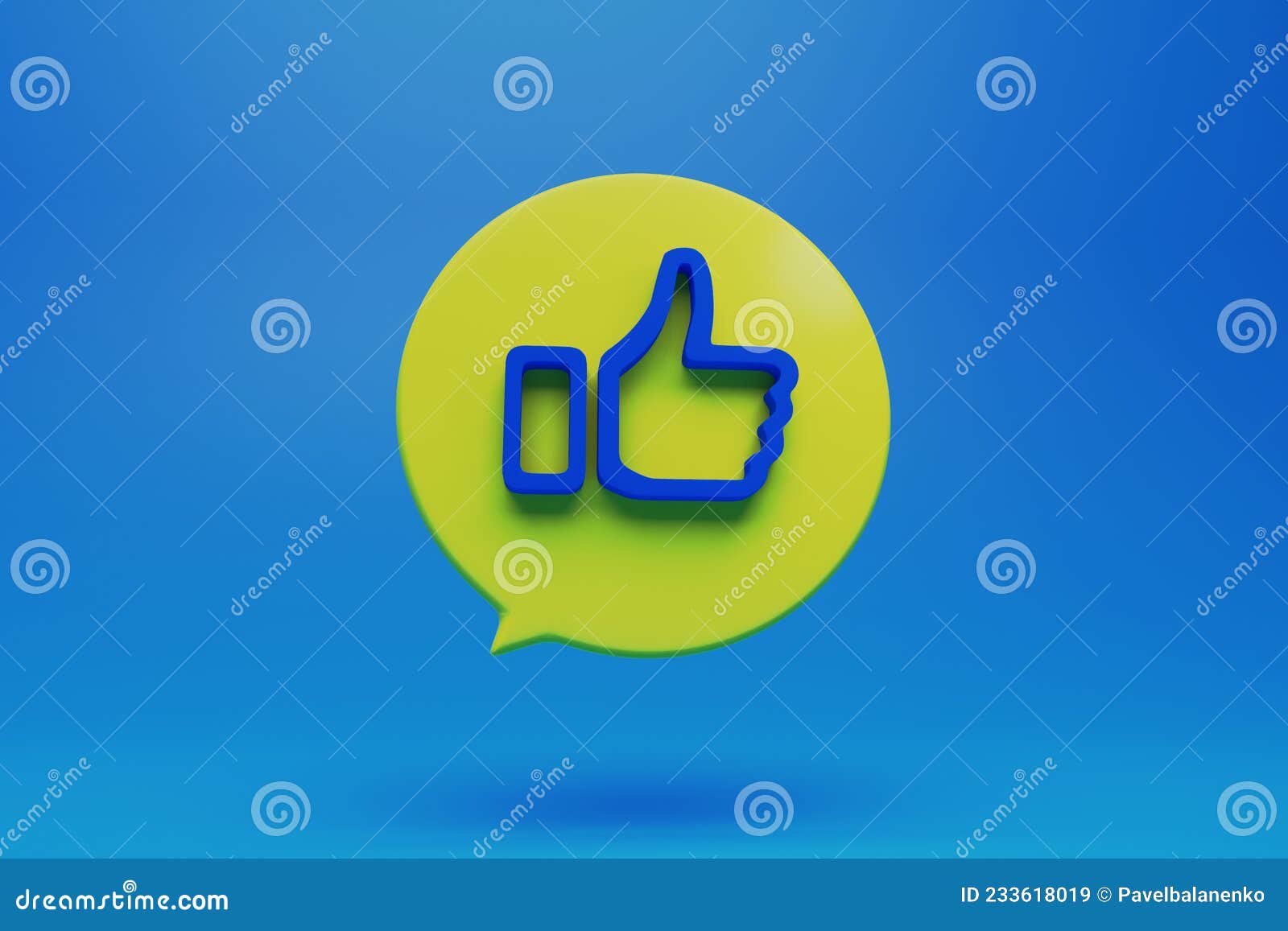 Like Button in a Round Dialog Box on Blue Background Stock Illustration ...