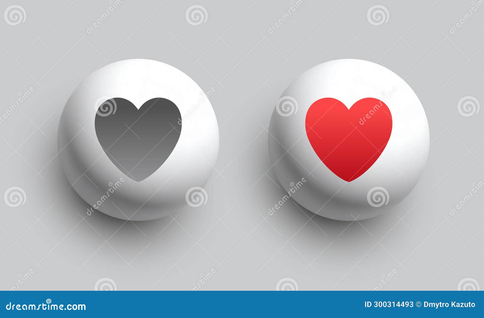 Like Button. White Round Button with Red Heart Stock Illustration ...