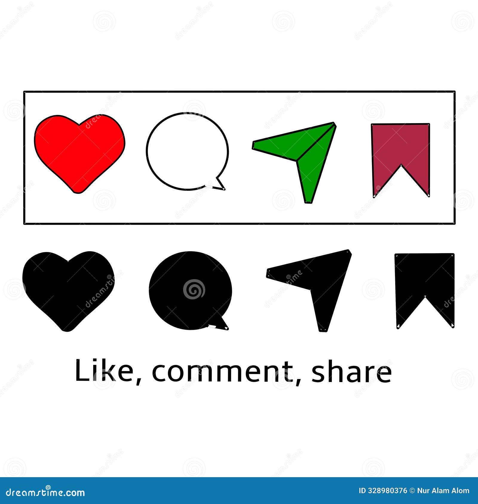 Like Comment Share Icon Set Stock Vector - Illustration of diagram ...