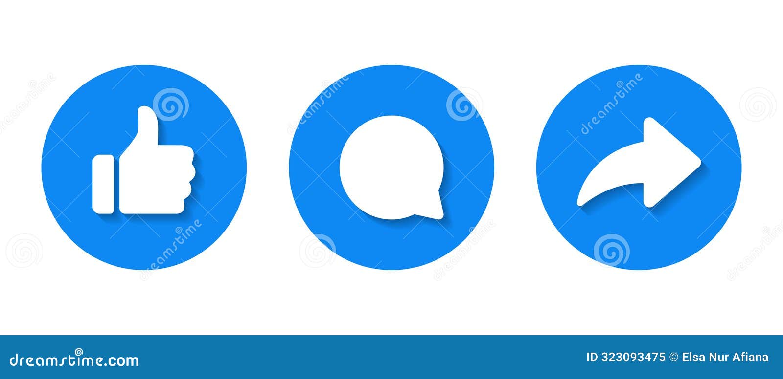 Like, Comment, and Share Icon with Shadow. Social Media Reaction ...