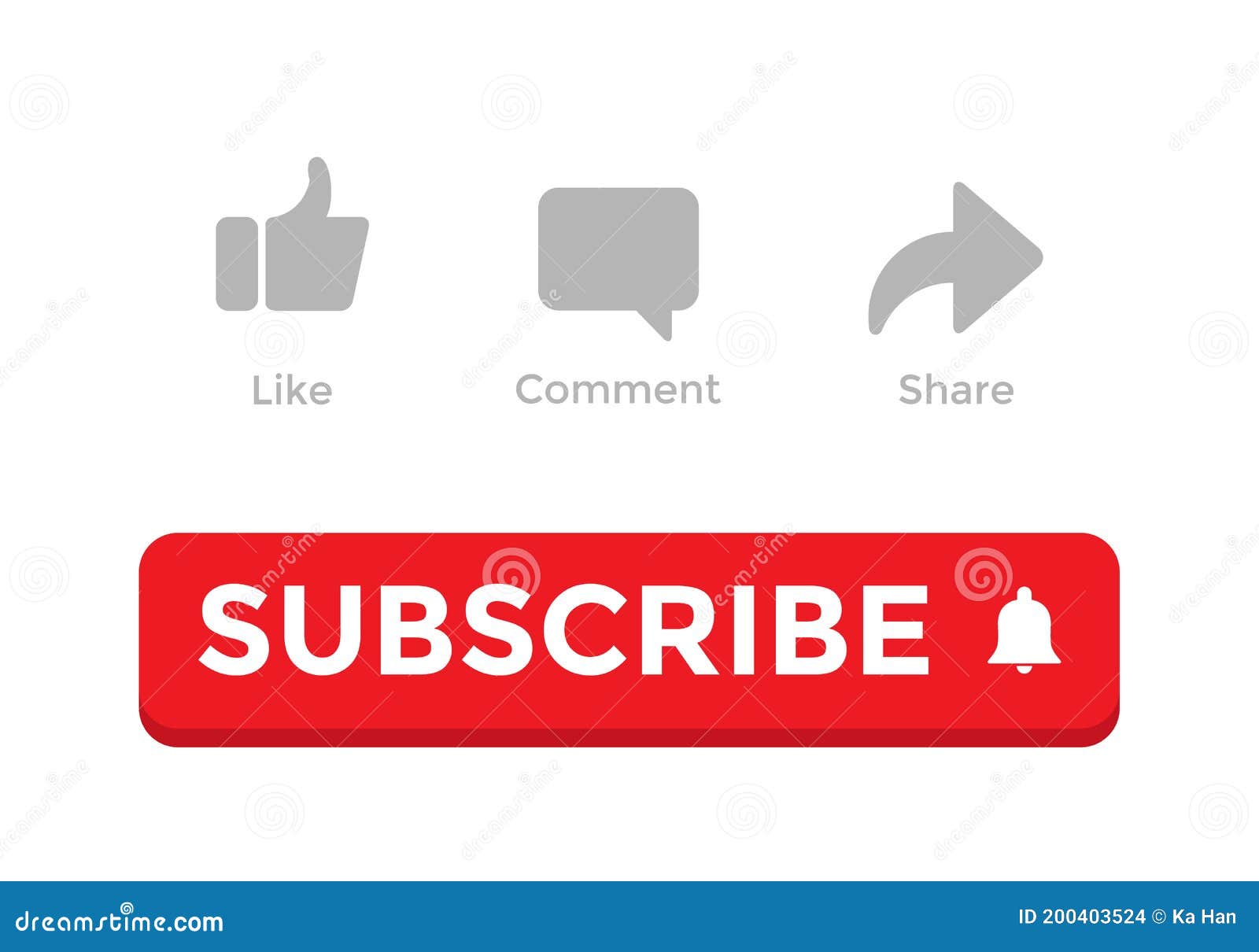 Like, Comment, Share, and Red Subscribe Button Vector Illustration ... Like, Comment, Share, and Red Subscribe Button Vector Illustration ...