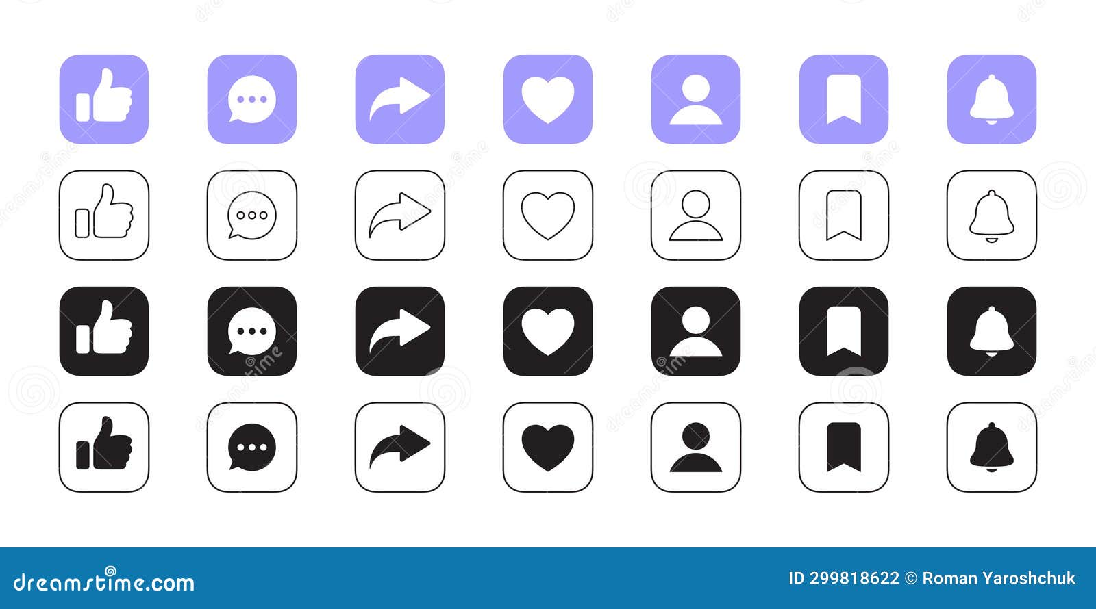 Like, Comment, Share, Repost. Social Media Interface Icons Flat and ...