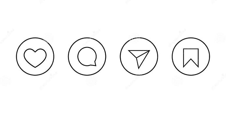 Like, Comment, Share and Save. Icon Set of Social Media Elements in ...