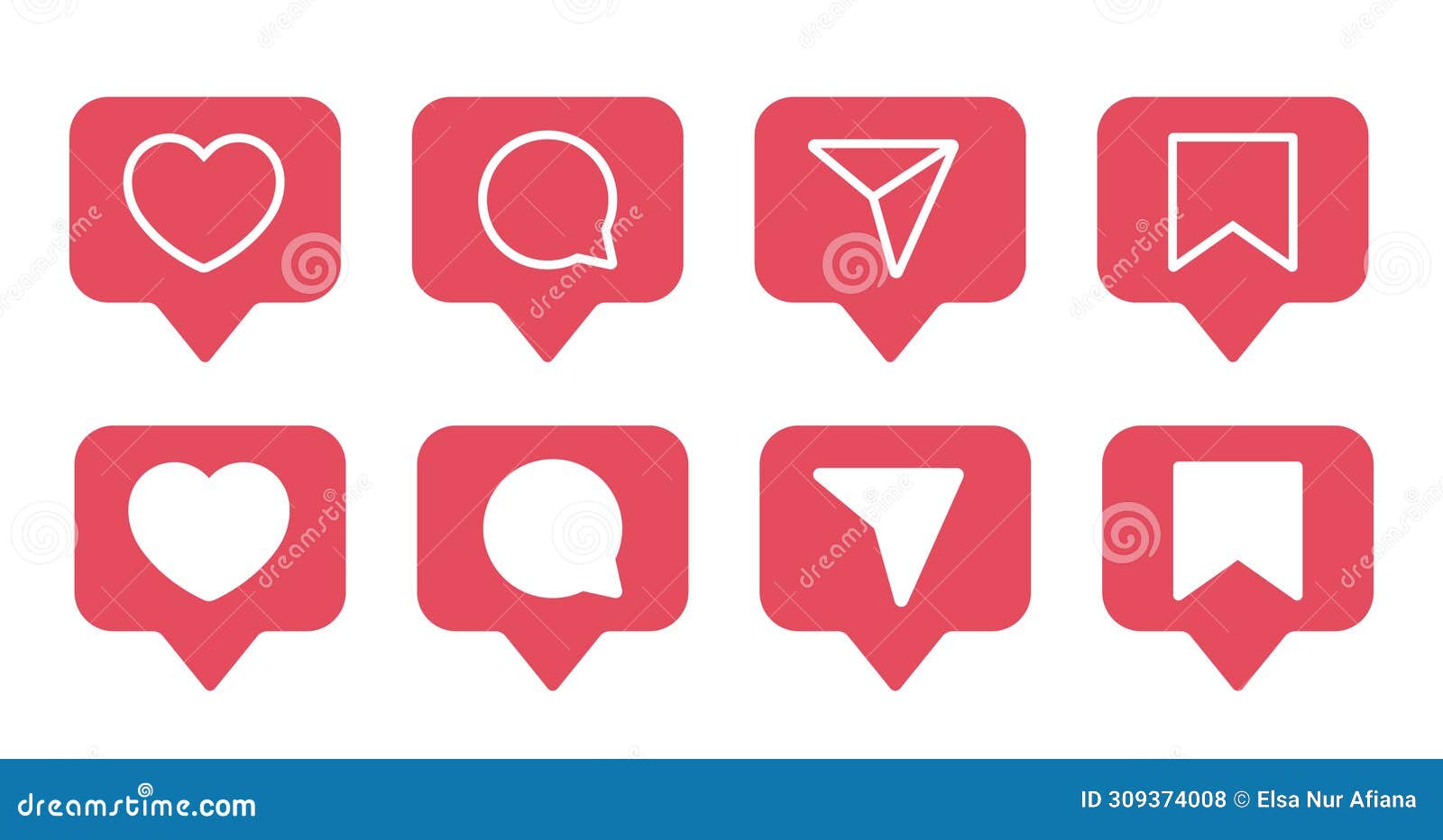 Like, Comment, Share, and Save Icon on Speech Bubble. Social Media ...