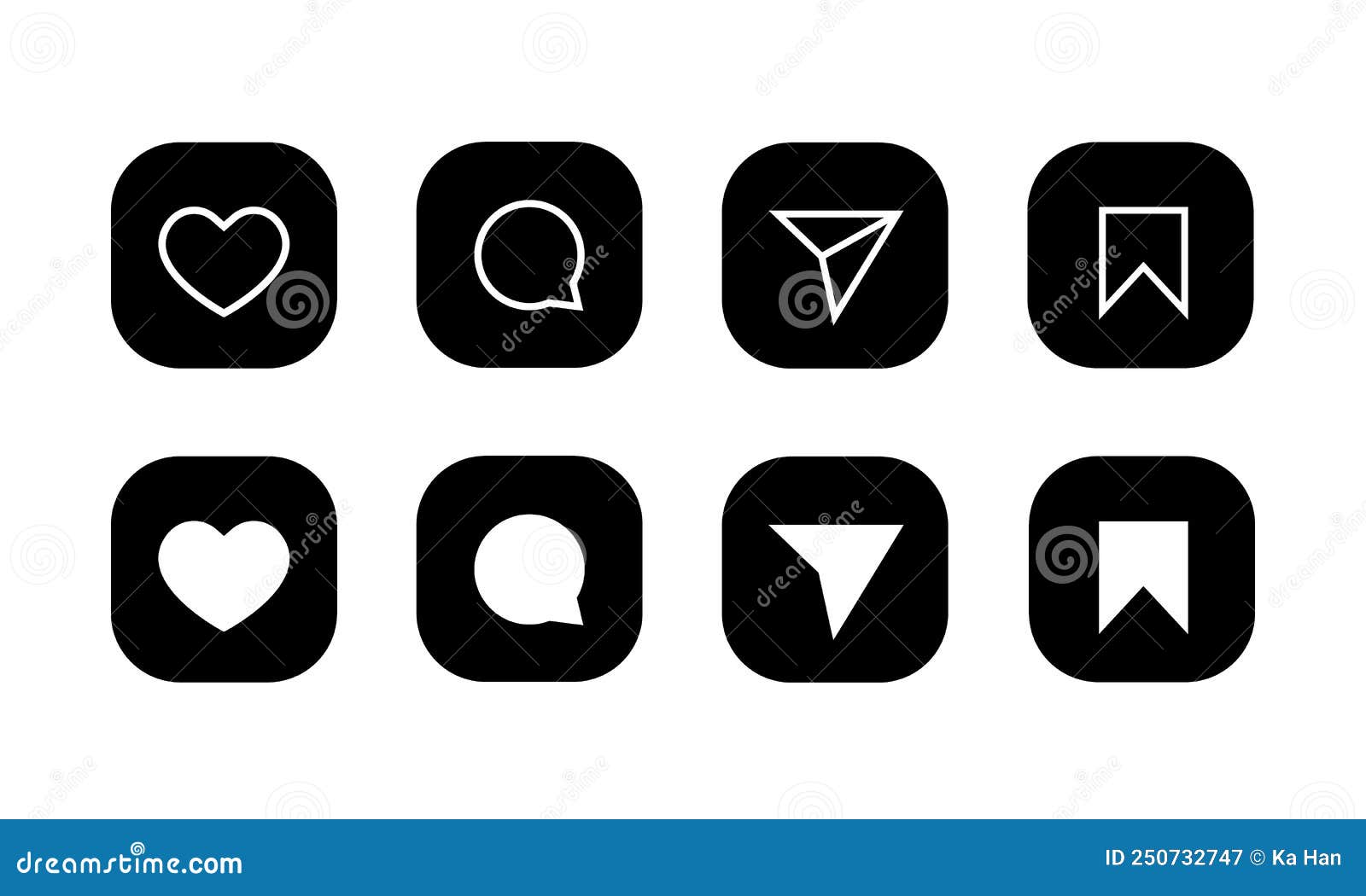 Like, Comment, Share, and Save Icon Vector. Button Set of Instagram ...