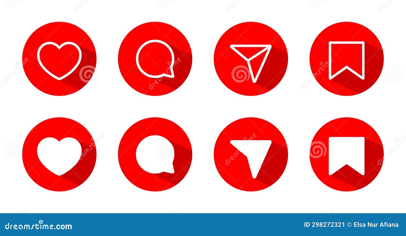 Like, Comment, Share, and Save Icon Vector in Flat Style. Social Media ...
