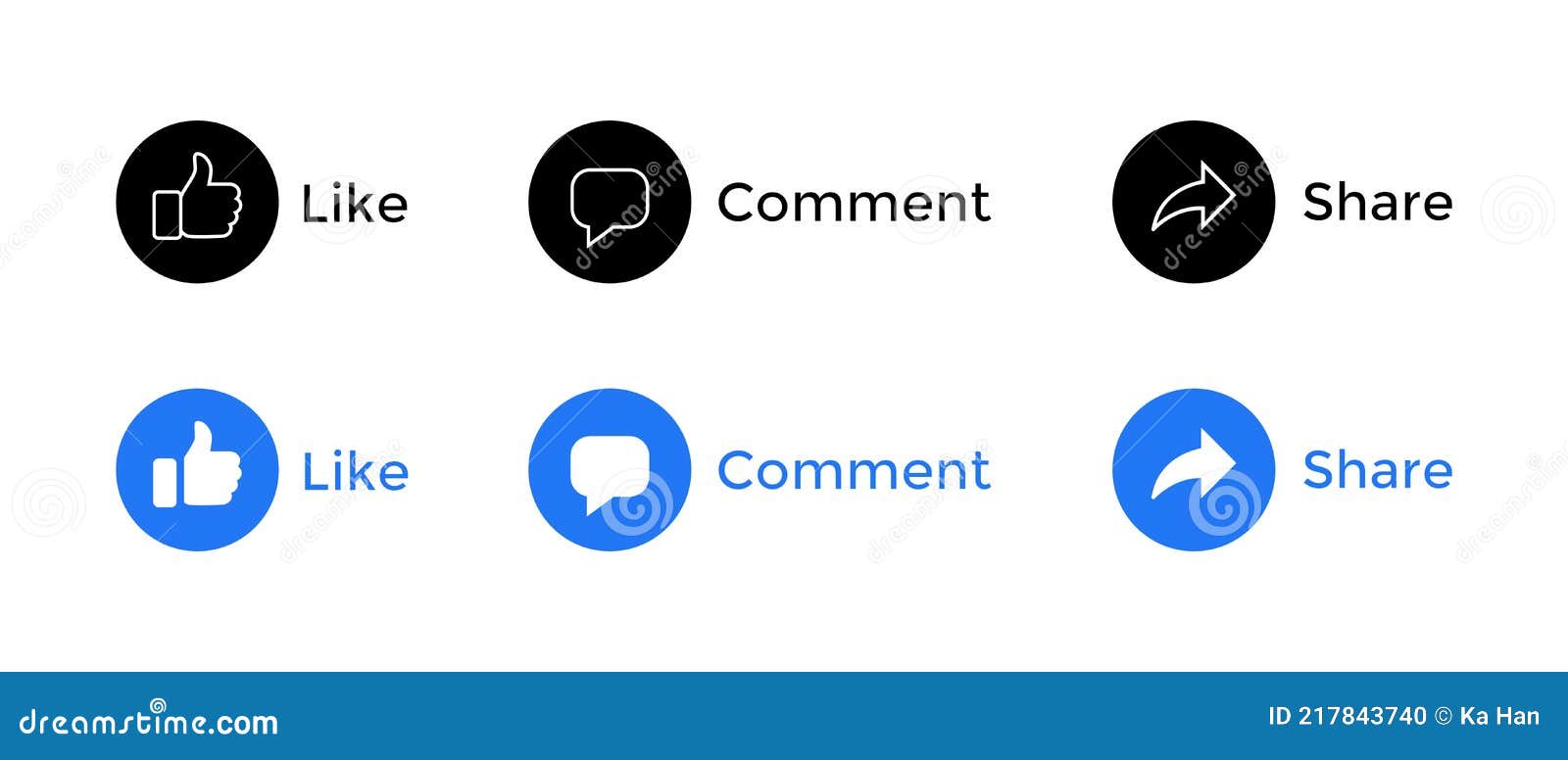 Like, Comment, Share of Social Media Button Icons. Vector Illustration ...