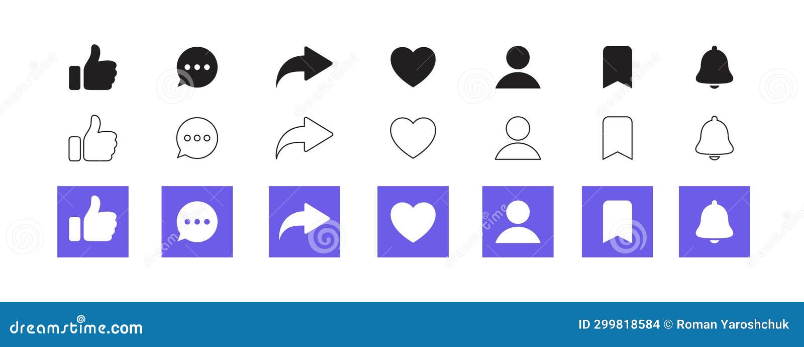 Like, Comment, Share. Social Media Interface Icons Stock Vector ...