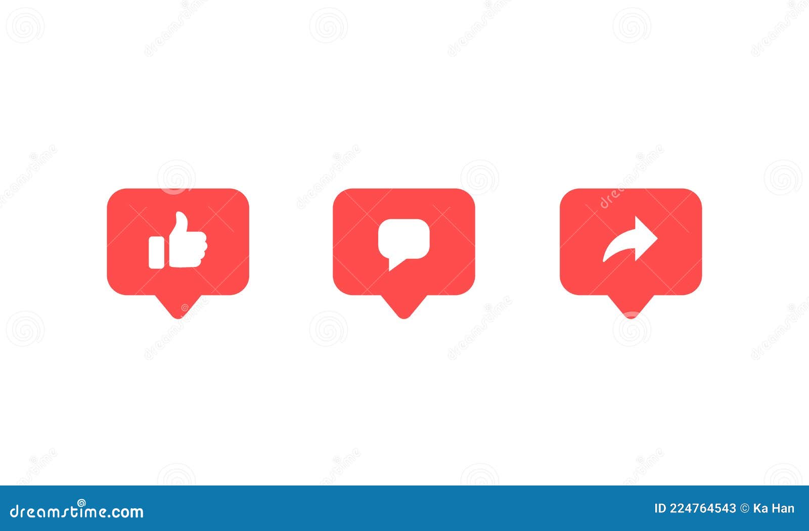 Like, Comment, and Share in Speech Bubbles. Social Media Icons Stock ...