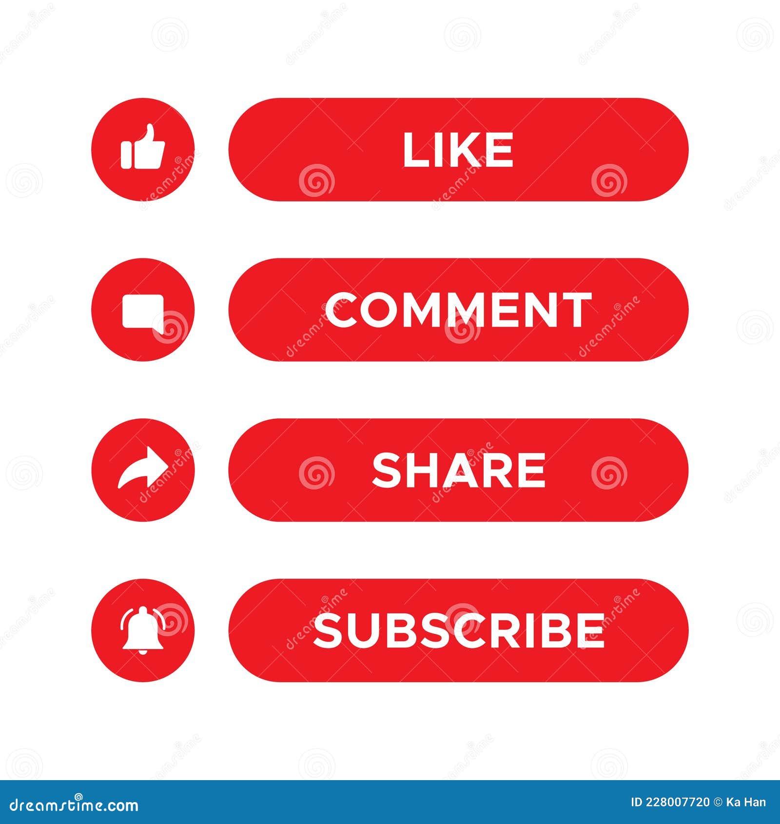 Like, Comment, Share and Subscribe Button Bar Icon Vector Stock Vector ...