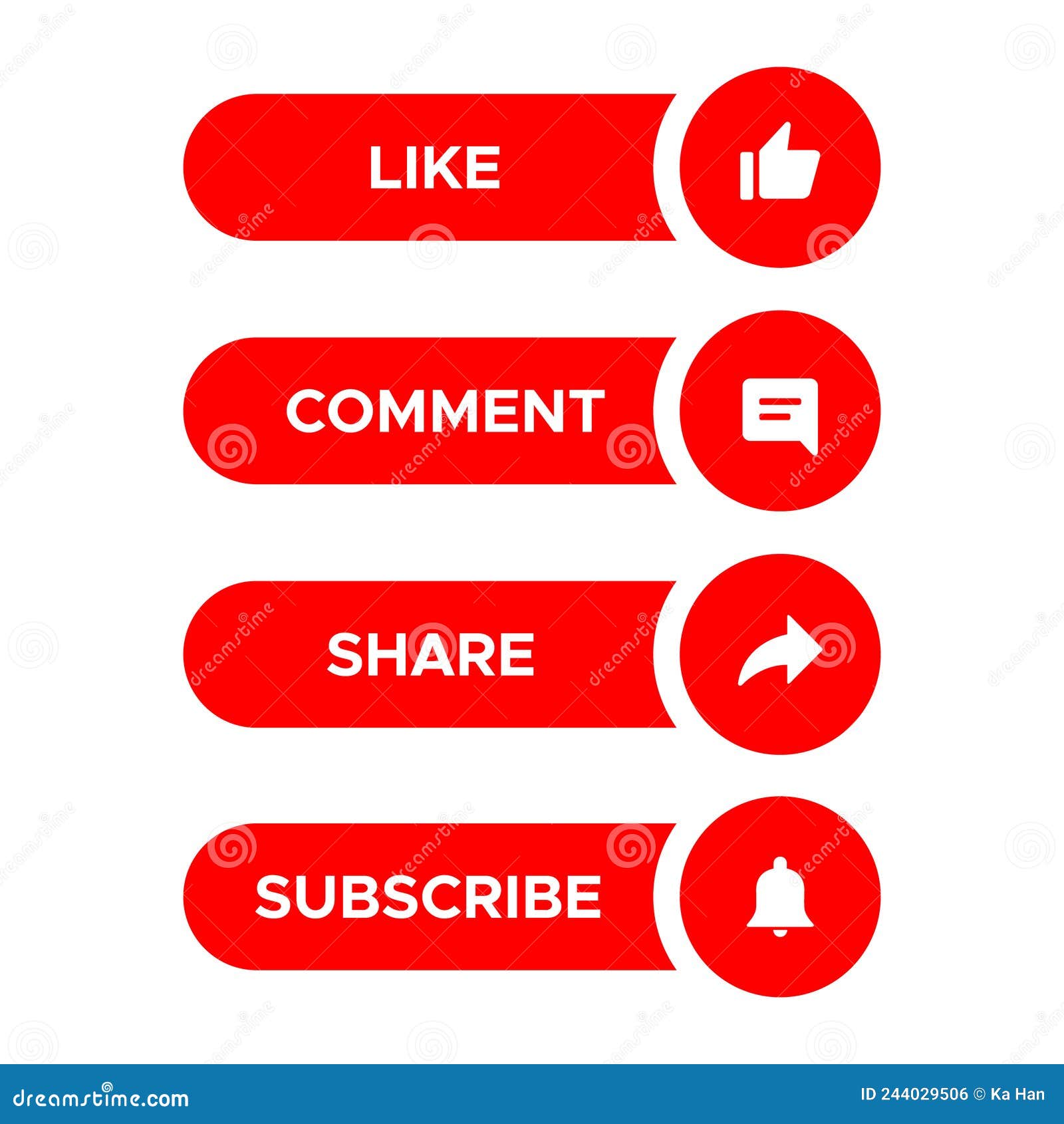 Like, Comment, Share and Subscribe Button. Icon Set Collection in Bar ...
