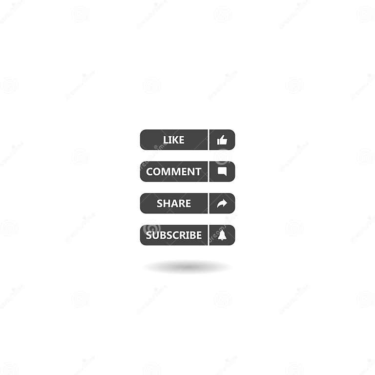 Like, Comment, Share, and Subscribe Button Icon with Shadow Stock ...