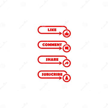 Like, Comment, Share, and Subscribe Button Stock Vector - Illustration ...