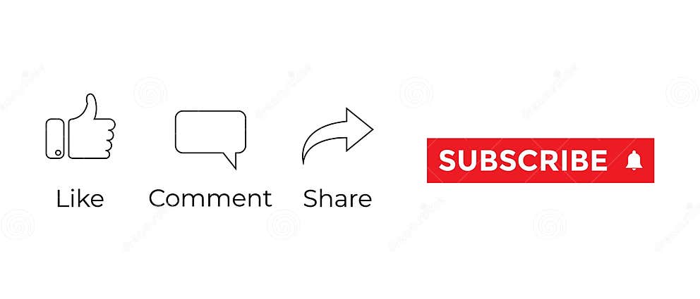 Like, Comment, Share and Subscribe Button Vector. Icon Set for Channel ...