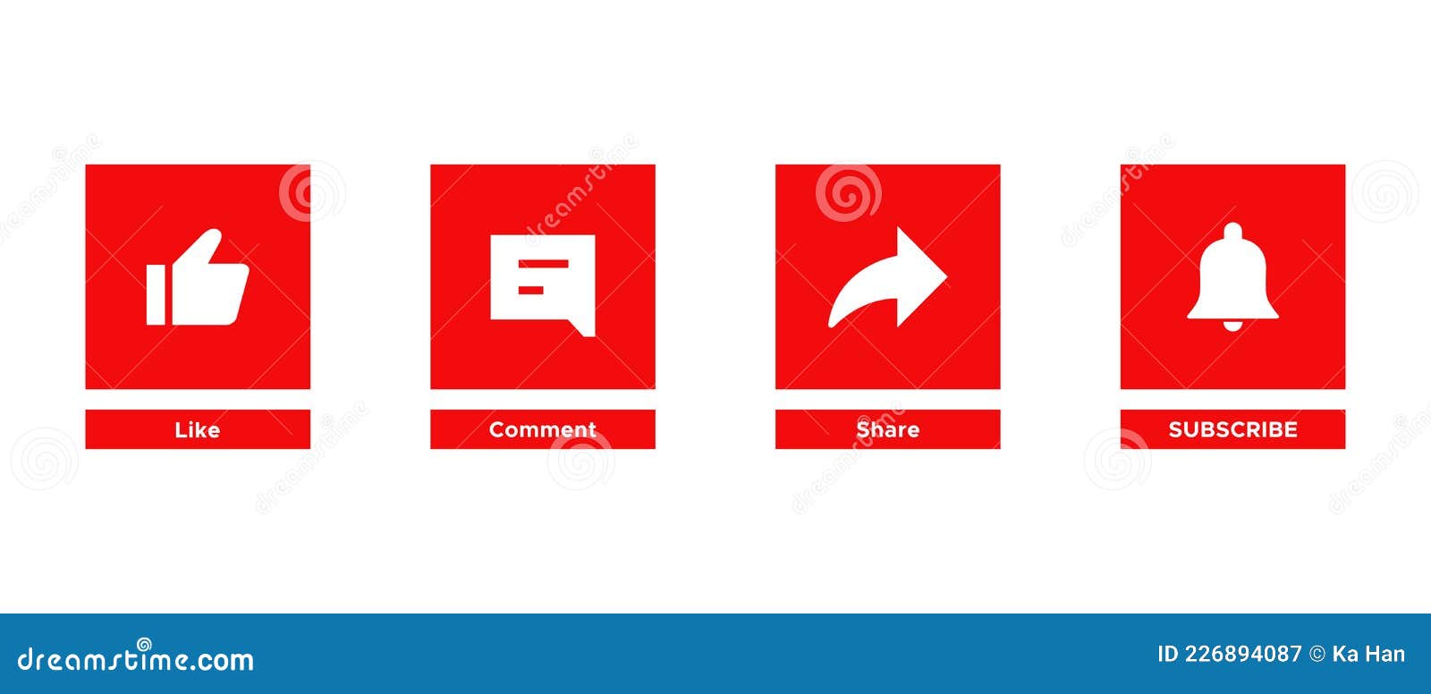 Like, Comment, Share, and Subscribe Icon. Button Set of Streaming Video ...