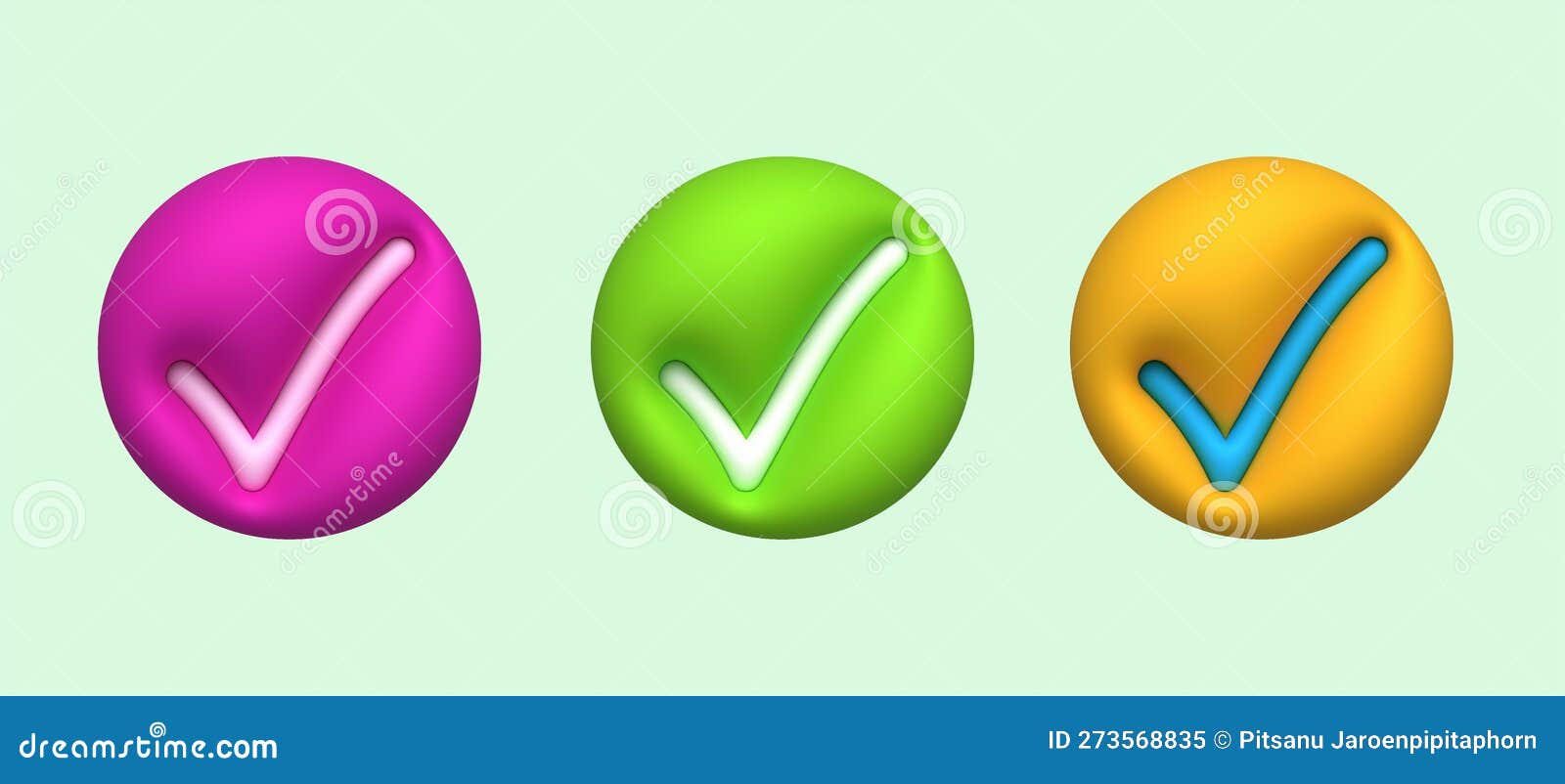 Like or Correct Symbol,Confirmed or Approved Button 3D Illustration ...