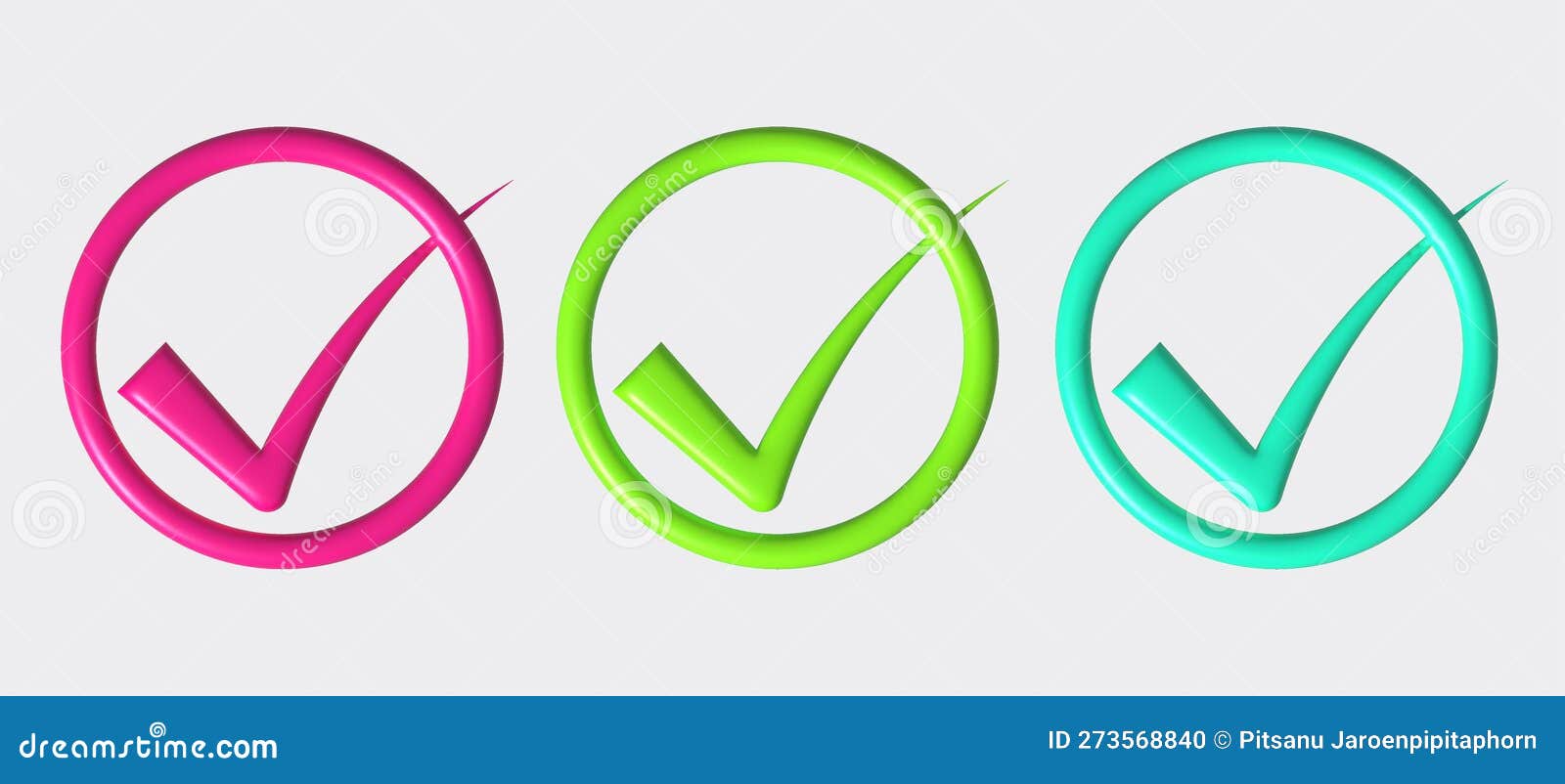 Like or Correct Symbol,Confirmed or Approved Button 3D Illustration ...