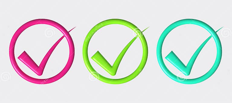 Like or Correct Symbol,Confirmed or Approved Button 3D Illustration ...