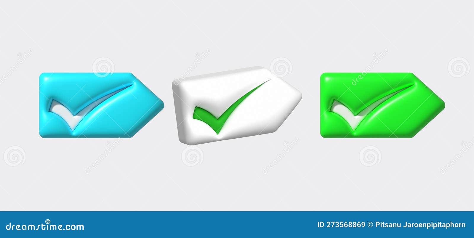 Like or Correct Symbol,Confirmed or Approved Button 3D Illustration ...