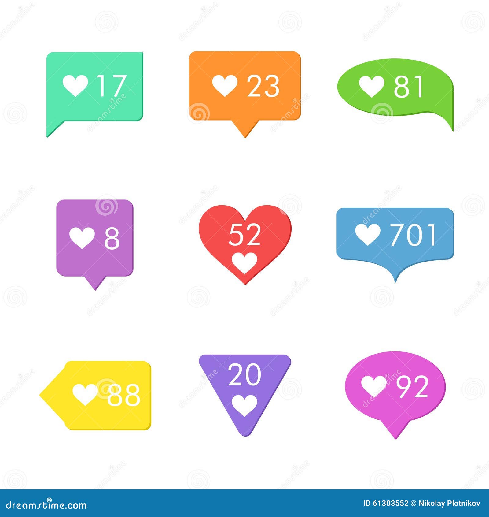 Like Counter Notification Icons Set. Stock Illustration - Illustration ...