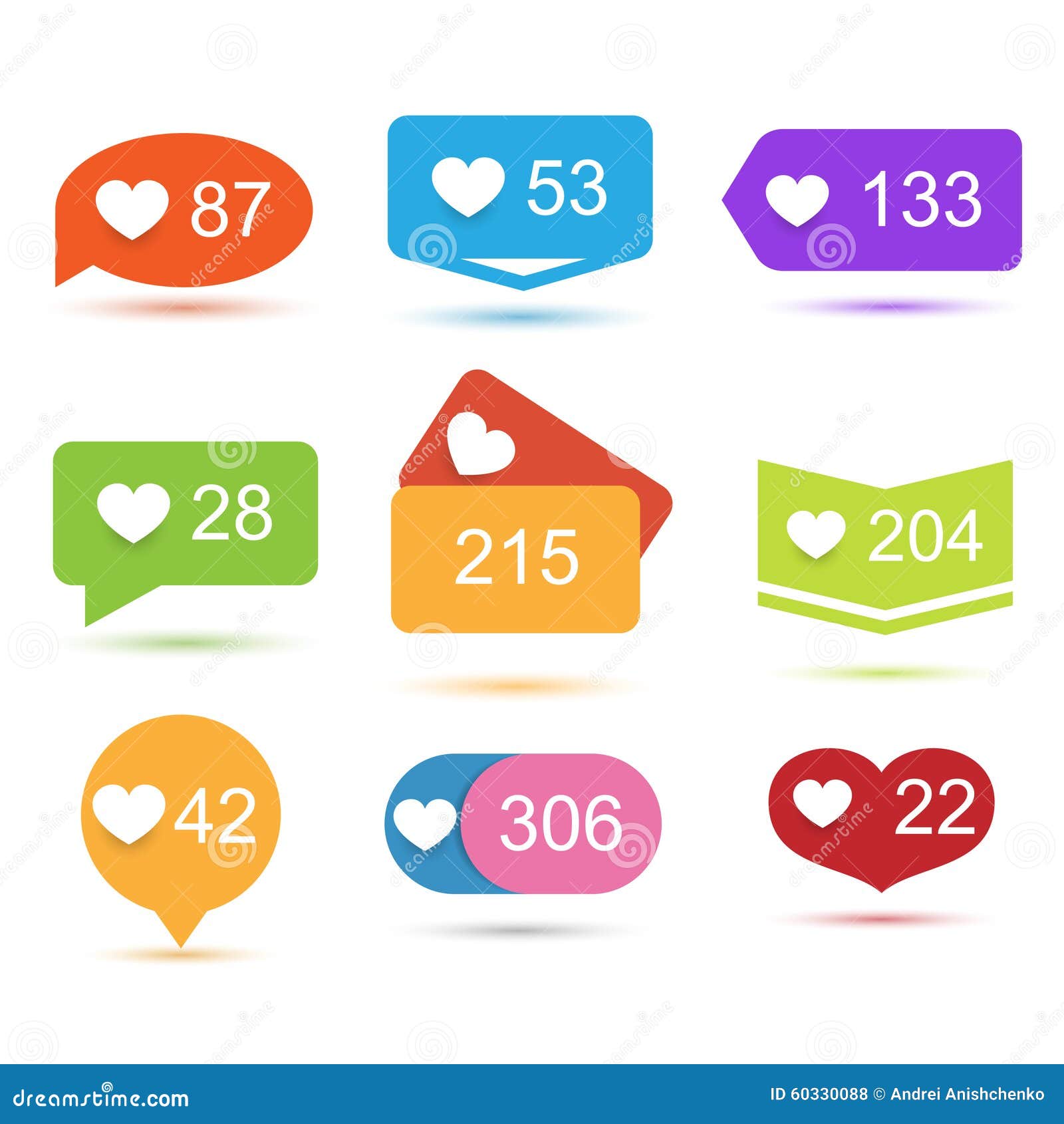 Notification Icons. Like Counter Set. Cartoon Vector | CartoonDealer ...